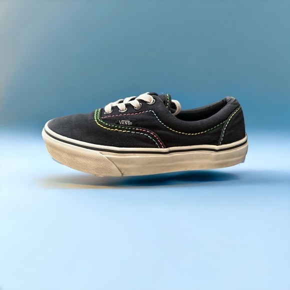 Vans | Shoes | Vans Authentic Black With Multi Color Stitching And ...